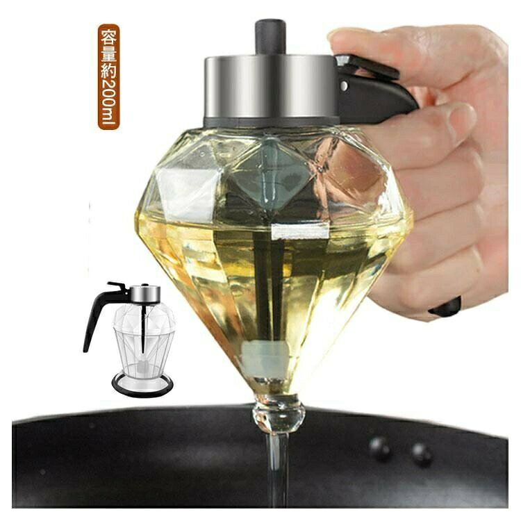 【素材】 食品グレードの鉛フリーガラス + PP + 304 ステンレススチール + シリコン。容量:200ml 。梱包数量:1 x 蜂蜜ディスペン。【プレス式設計】片手でコントロール、スイッチを押すと、液体が滴ったり漏れたりすることなく中...