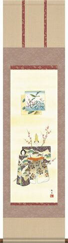 優しさに満ちあふれるお内裏様とお雛様 同梱購入される方だけの特典-特製オニックス製風鎮（ふうちん-掛け軸の装飾品）を 特別価格にてご提供しております♪ 桃の節句画掛け軸で雅な空間を創造する！一幅の掛軸が床の間を演出いたします！ 宮廷文化が薫...