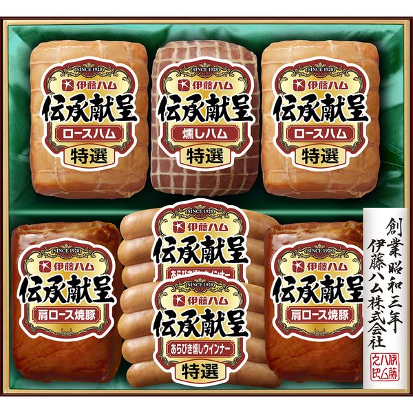 ポイント守り伝えられた伝統の技を用い丹念に造り上げました。※写真はイメージです。内容・デザイン等変更になる場合があります。予めご了承ください。箱サイズ27.1×29.6×6.9cm現品サイズ・内容特選（ロースハム320g・あらびき燻しウイン...