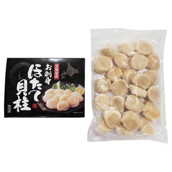 ポイント形が揃った正品のホタテ貝柱で解凍後そのまま生食可能です。まずはお刺身でお召し上がり下さい。※写真はイメージです。内容・デザイン等変更になる場合があります。予めご了承ください。箱サイズ20×25×6cm現品サイズ・内容1kg・化粧箱入...