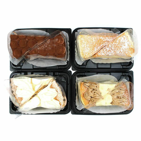 ポイントバラエティに富んだ4種のケーキが食べられる満足セット?ほんのりとした甘さとしっとり口どけが魅力のチーズスフレ。ココアスポンジでガナッシュホイップをサンドしたココアチョコ。マロンクリームをサンドし、天面に渋皮マロンを合わせた栗の風味が...