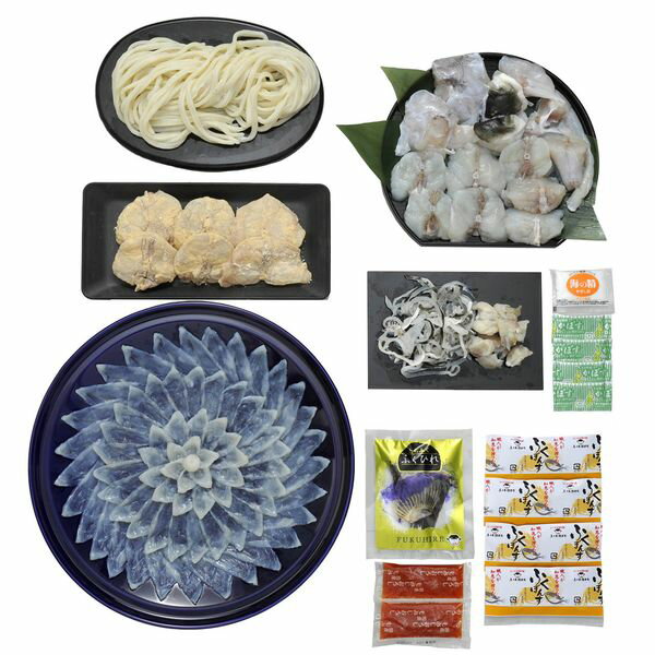 ポイント陶器皿に美しく菊花盛りされた美味なる「とらふく刺身」は目で楽しく、舌で感動。「ちり」「から揚げ」を「ひれ酒」と共に楽しんだ後は、残ったダシで作る雑炊まで、国産ふくの醍醐味が満喫出来るフルコースです。※写真はイメージです。内容・デザイ...