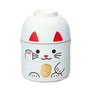 サイズ約 直径10×高さ13(cm)材質飽和ポリエステル、ABS樹脂容量総容量/約440ml(上段240ml、下段200ml)フタ(椀)240ml備考　【カラー】まねきねこ白、　【生産国】日本　【備考】電子レンジ、食器洗浄機可能(シールフタ...