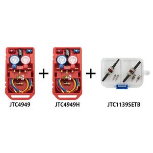 商品説明新ガスHFO-1234yf専用 計量法対応 PAGオイル（ND12）用マニホールドゲージ【JTC4949】とPOEオイル（ND11）用マニホールドゲージ【JTC4949H】とR1234yf用バルブコアリムーバーセット【JTC1139...