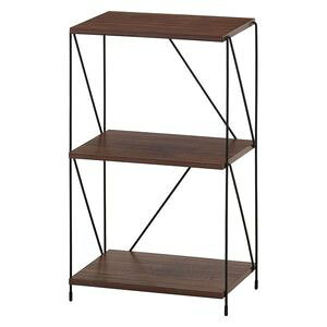 商品サイズ（mm）全体：幅420×奥行310×高さ712、耐荷重(棚板1枚)：10kg、棚板厚：15mm商品重量（kg）5.3素材塗装：なし、材質：■構造部材：金属(鋼) ■表面材：プリント紙化粧パーティクルボードカラー（柄）ミドルブラウン...