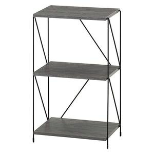 商品サイズ（mm）全体：幅420×奥行310×高さ712、耐荷重(棚板1枚)：10kg、棚板厚：15mm商品重量（kg）5.3素材塗装：なし、材質：■構造部材：金属(鋼) ■表面材：プリント紙化粧パーティクルボードカラー（柄）グレー入数1点...