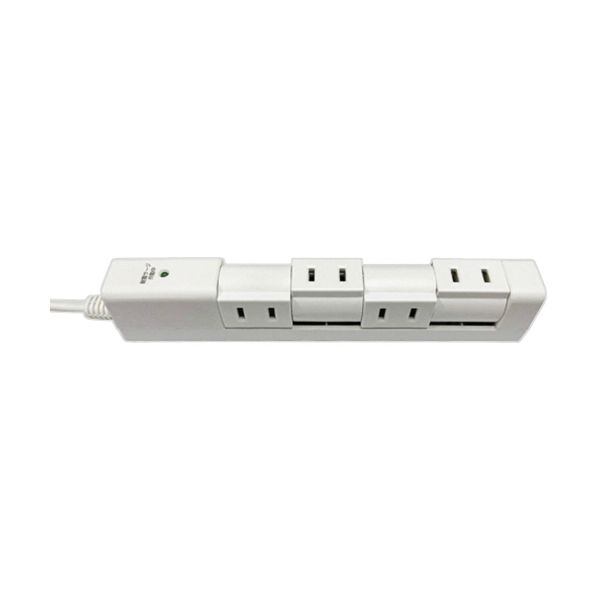 ■商品内容●4個口別々に左右90度回転。■商品スペック色：ホワイトコンセント仕様：2Pコンセント数：4口抜け止め：なしプラグ形状：2Pケーブル長さ：1m雷ガード：ありその他仕様：●絶縁キャップ■送料・配送についての注意事項●本商品の出荷目安...