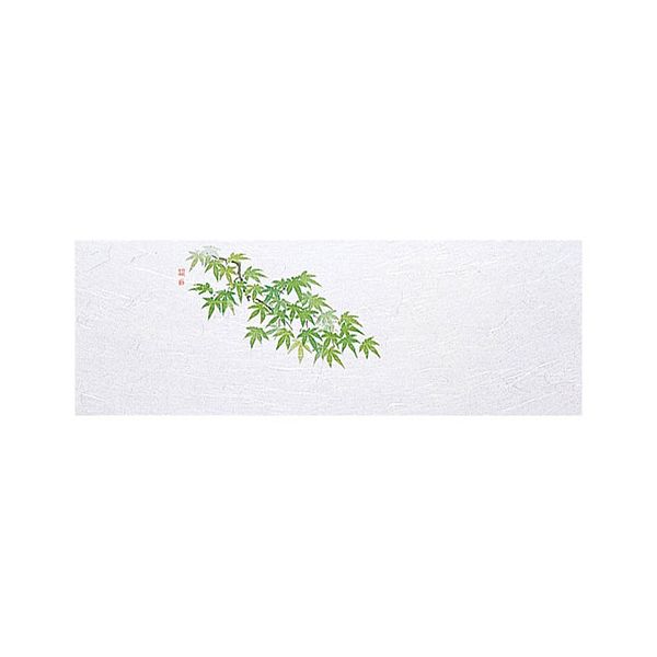 ■サイズ・色違い・関連商品■梅■南天■椿■朝顔■赤もみじ■青もみじ[当ページ]■菖蒲■紫陽花■桜■商品内容細長の雲竜和紙に季節の絵柄を淡いトーンで配した敷紙です。 ●ハーフトーン(半調)の色調で仕上げており、「おしながき」「献立表」として最...