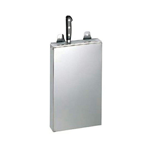 製品仕様 ■サイズ(外寸) ：220×52×370mm ■材質： 18-0 ステンレススチール PC板付き PC：ポリカーボネイト ■PC板切り込みサイズ：175×10mm ■取り付け方法 ：釘打ち式 ■収納可能な包丁サイズ：刃渡り360m...