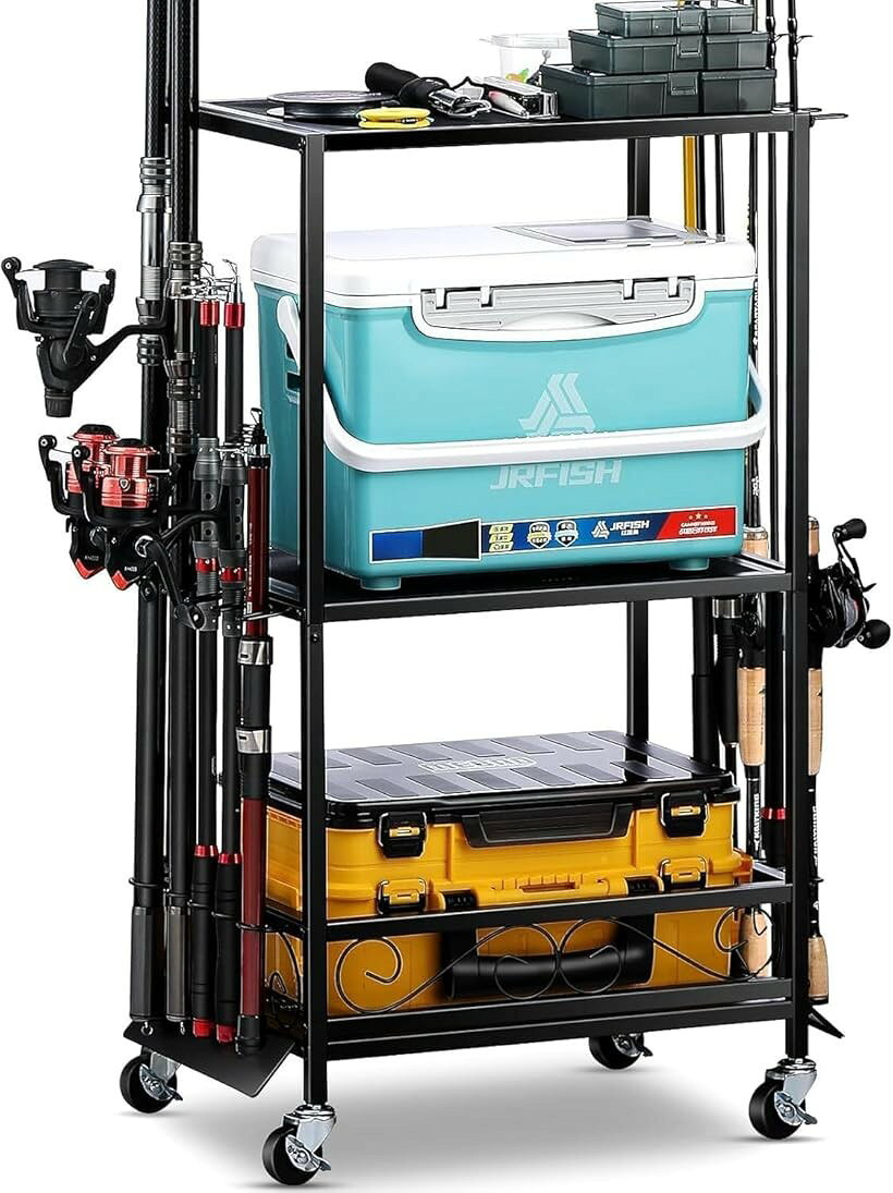 商品コード2bup9ohtsd商品名ロッドスタンド 釣り竿立て 釣竿置き 10本用 大容量 3in1 ロッドラック 組立式 釣り竿ラック 釣り具収納 移動式 ロッドホルダー キャスター付きブランドPANCYカラーブラック「多様な釣り道具や収...