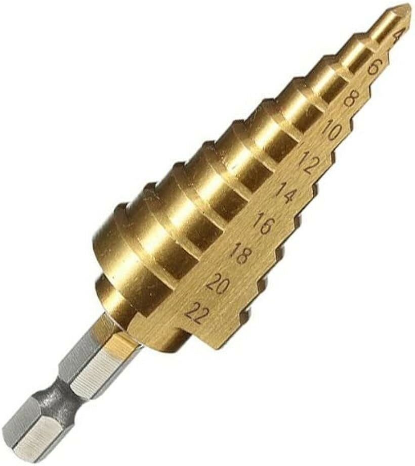 商品コード2b9d1ss4gr商品名チタン HSS 10ステップ ドリル 4～22ミリメートル 六角 シャンク 1/4 ホール カッター 穴あけ工具ブランドyugafudo.h「これ1本で10サイズ」 4mmから22mmまで、2mm刻みで1...