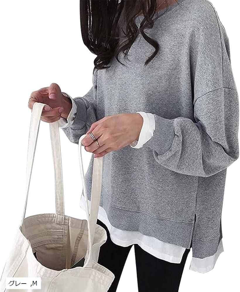 バリエーションコード : 2b4ncldy3t商品コード2b4dt6g2kn商品名ニブンノイチスタイル 長袖 重ね着 風 無地 トレーナー チュニック プルオーバー レディース グレー Mブランド1/2styleカラーグレーサイズ等M・素材...