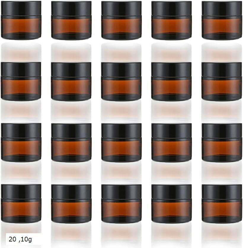 バリエーションコード : 2b2f2q0v0p商品コード2b2f2pfioo商品名クリーム容器 遮光瓶 ガラス製 ジャー 詰め替え 保存用 中蓋付き ブラウンブランドHIRAISMカラー茶色サイズ等10g 20個「保存・詰め替え用に」ハンド...