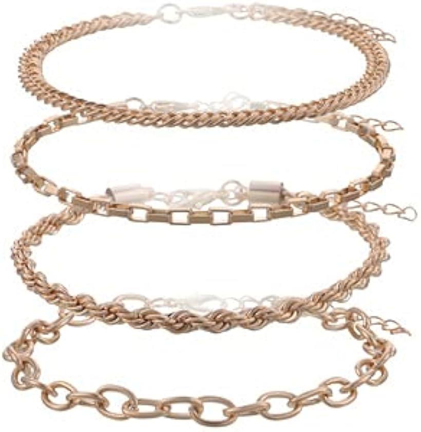 商品コード2b46hcr8pp商品名ゴールドブレスレット ピンクゴールド セット 4点set レディース メンズ チェーン 4種 人気デザイン 韓国ファッション 韓国アクセサリー 19cmブランドLIBERTY-Mお得な4本セット チェーン...