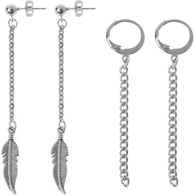 商品コード2b4pyxk6h0商品名ピアス リング フェザー チェーン セット 4点 両耳用 シンプル 韓国アクセサリー 揺れる メンズ レディース 人気デザインブランドAREUMカラーシルバー「デザイン」韓国ファッション好きにぴったりの、...