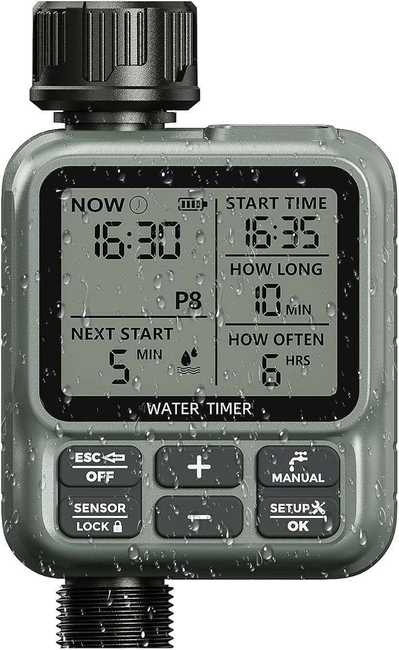 商品コード2bu030dkrg商品名自動散水タイマー 散水ホース 散水システム 散水用具 給水 観葉植物 8つのプログラム可能な手順を備えたウォータータイマー雨遅延/手動/自動モードブランドシバ屋カラーアーミーグリーンサイズ等小「8つの個別...