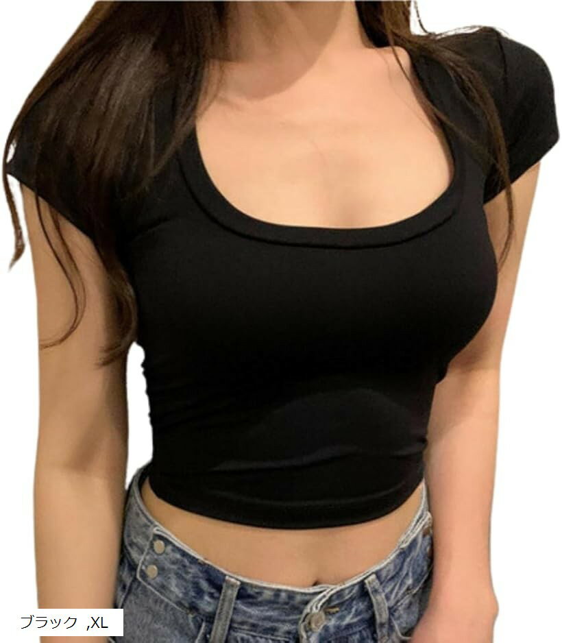 バリエーションコード : 2b9yi0yhnj商品コード2but6lns04商品名ショート丈 Uネック へそ出し Tシャツ レディース クロップド カットソー 半袖 薄手 無地 ストレッチ カジュアル お洒落 トップスブランドGorcreカ...