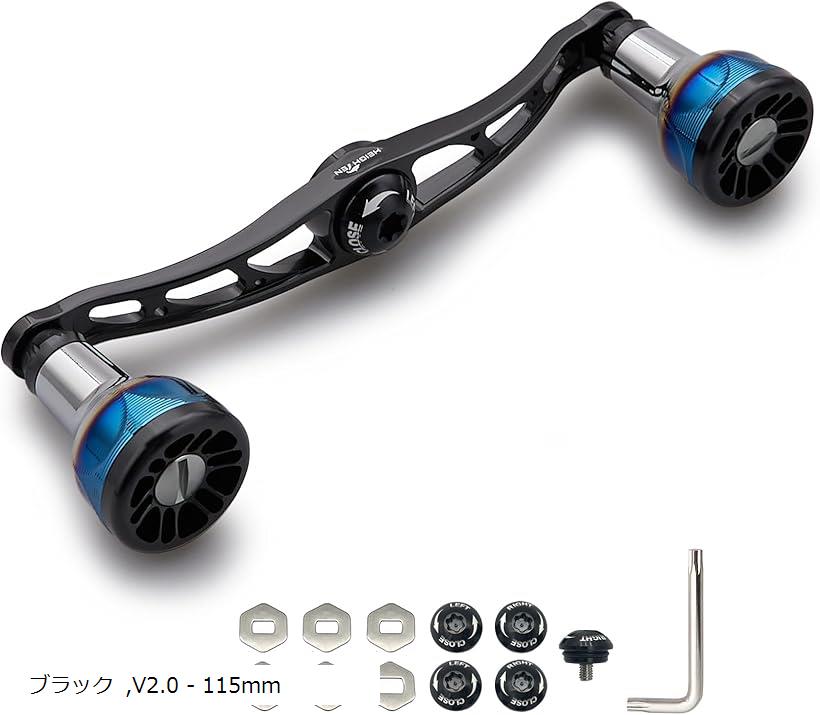 バリエーションコード : 2buyx8tg93商品コード2buyx8v2f2商品名V2.0 105/115mm ベイト リール ハンドル 航空アルミ製 シマノ ダイワ アブガルシア 通用 Engn series ブラック V2.0-115m...