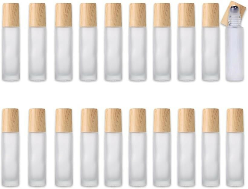 商品コード2bjot3gw6f商品名ロールオンボトル 遮光瓶 ミニボトル 容器 アロマ 精油 香水 おしゃれ すりガラス 木目キャップ 漏斗 スポイトセット付きブランドHIRAISMカラーすりガラスサイズ等10ml 20本「おしゃれな木目キ...