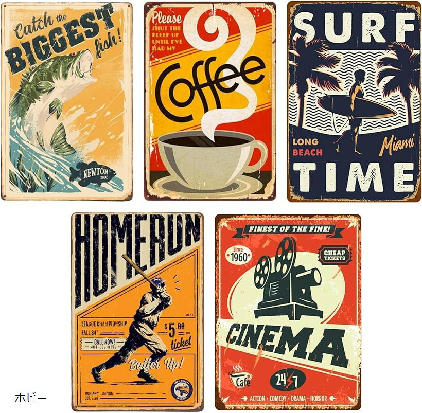 バリエーションコード : 2bu5s3gci9商品コード2b9cku8ls1商品名アメリカン レトロ アメリカン雑貨 インテリア ブリキ 看板ブランド3worldカラーホビーA 5枚サイズ等約20x30cm「商品仕様」サイズ：約20x30c...