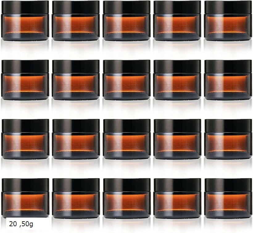 バリエーションコード : 2b2f2q0v0p商品コード2b2f2s6jkv商品名クリーム容器 遮光瓶 ガラス製 ジャー 詰め替え 保存用 中蓋付きブランドHIRAISMカラー茶色サイズ等50g， 20個「保存・詰め替え用に」ハンドクリーム...