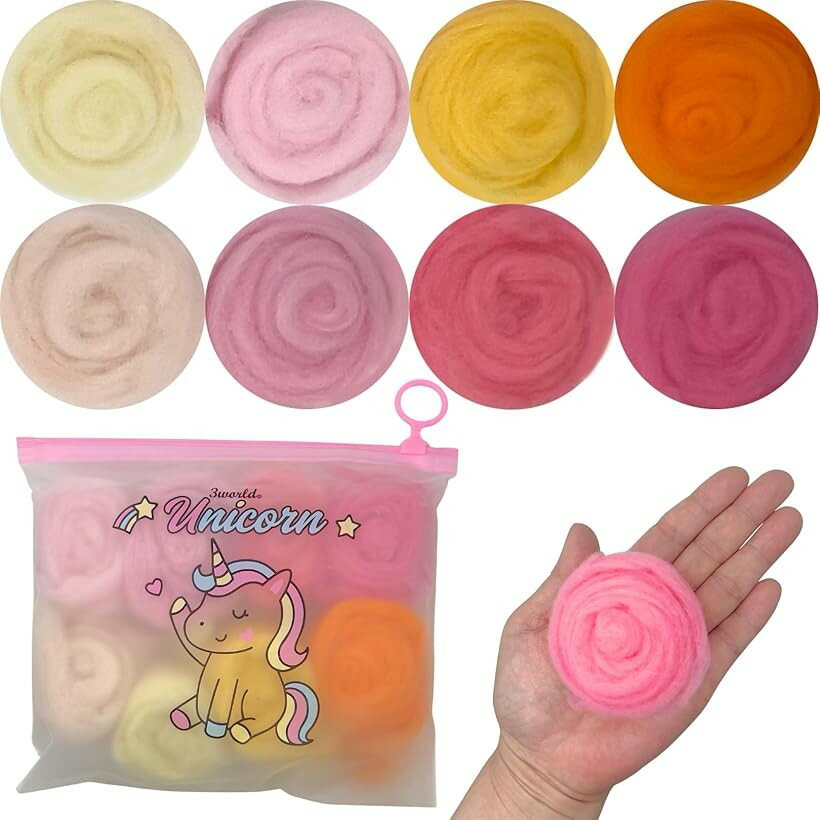 商品コード2bunrixwdy商品名羊毛フェルト 材料 ウール セット 8色ブランド3worldカラー8色 暖色系サイズ等各色5g＜カラー＞暖色系（イエロー、オレンジ、ピンクなど） 用途：可愛い動物、花モチーフ、アクセサリー、温かみのある作...