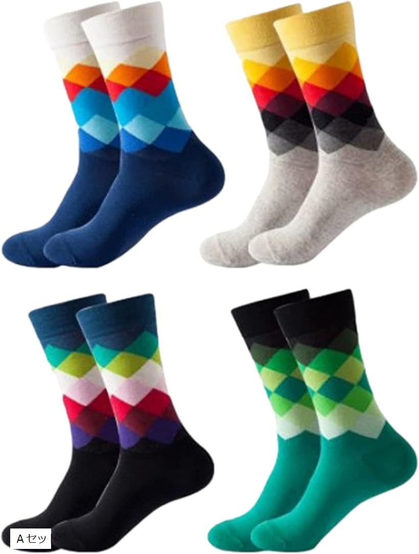 バリエーションコード : 2bupuqwgso商品コード2bupu0nlwj商品名4足 セット ダイヤモンド パターン メンズ クルー ソックス ダイヤ柄 靴下 コーデ おしゃれ ビジネス カジュアルブランドMiracrouteカラーAセッ...