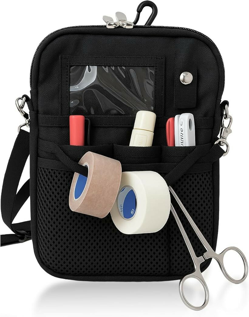 商品コード2budpdtyqt商品名ナースポーチ ウエストポーチ 仕事用 看護師 作業用ブランドMediKomekaカラーブラック看護師・作業者の動きをサポートする2WAY仕様 ウエストポーチとして腰にしっかり固定でき、両手が自由に使えるた...