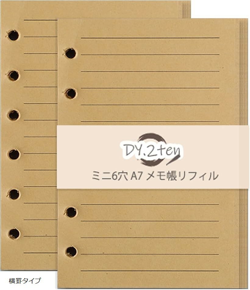 バリエーションコード : 2b2l4u6rh2商品コード2b2l4rcifu商品名メモ帳リフィル 2冊セット システム手帳リフィル 手帳リフィル ミニ6穴 ポケットサイズ 160枚 クラフト紙ブランドDY.2tenカラー横罫タイプサイズ等A...