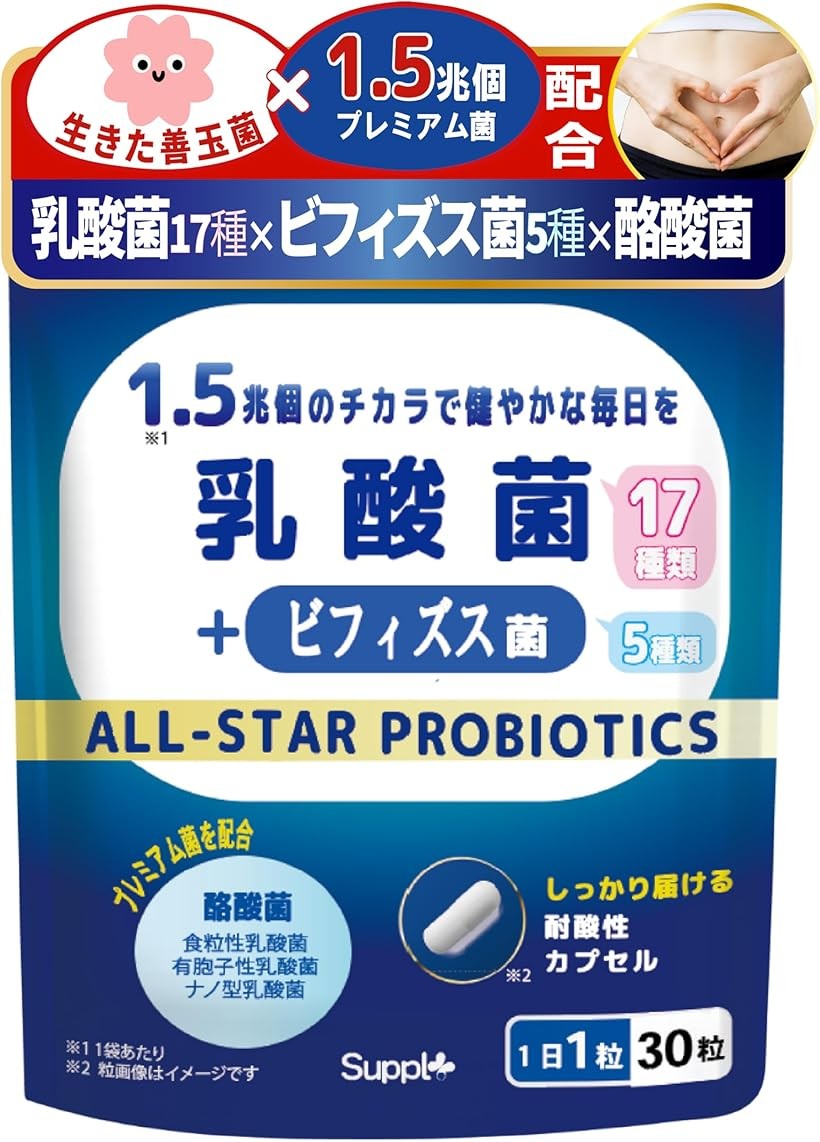 商品コード2bru4x4lw6商品名乳酸菌 ビフィズス菌 酪酸菌 サプリ 1.5兆個 30日分 国内製造 サプリメントブランドサプリプラス乳酸菌17種＋ビフィズス菌5種＋酪酸菌3種のプレミアム乳酸菌を配合-食粒性乳酸菌／有胞子性乳酸菌／ナノ...