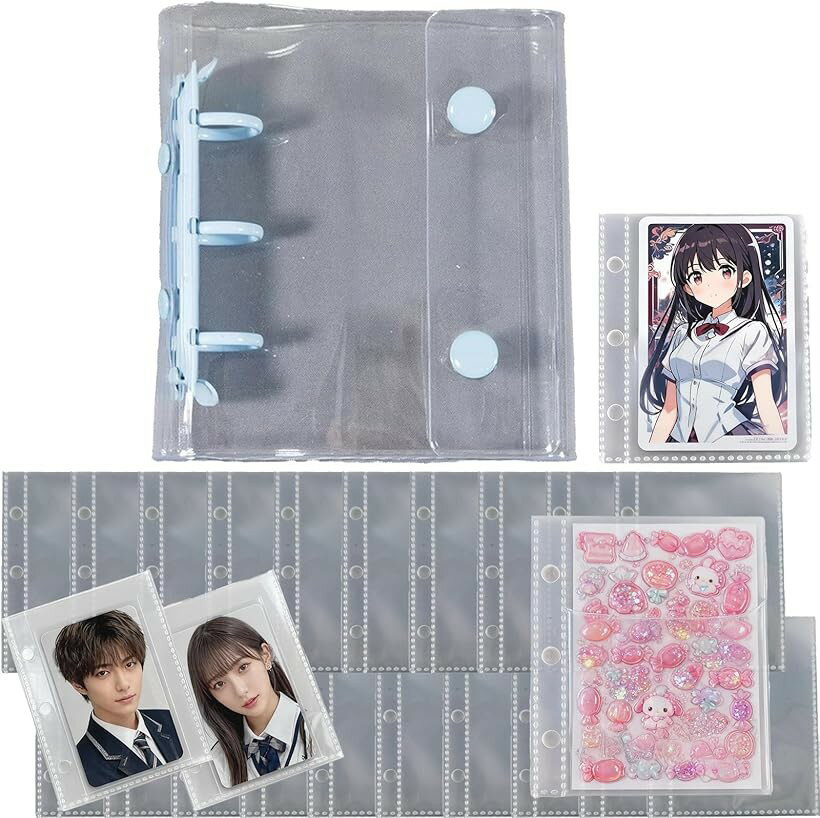 バリエーションコード : 2bu1xgntc5商品コード2bu1oykfd3商品名シール帳 A8ミニバインダー 透明クリア 女の子向け はがせるシール収納 手帳型 3穴リング式 シールコレクション収納ブランドAlpha Depotカラーバイ...
