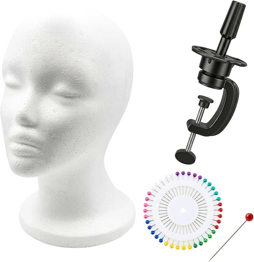 バリエーションコード : 2brg1wlu1c商品コード2brg1sfruc商品名ウィッグスタンド マネキンヘッド 発泡スチロール 卓上クランプ付き まち針付き ウィッグ セット アレンジ ヘッドマネキン 練習用 コスプレブランドMARUH...