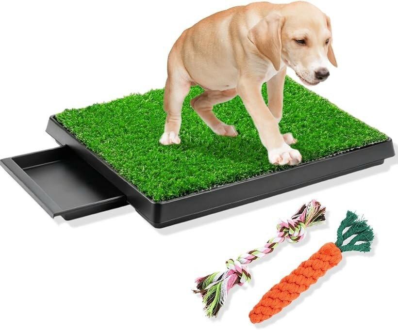 商品コード2brqps828k商品名犬 トイレ 芝生 マット 引き出し 式 人工芝 屋内 屋外 ポータブル トレーニング ペットトイレ おもちゃ2個付ブランドPALTIAカラーブラック　グリーン「リアルな人工芝でトイレトレーニング」天然芝の...