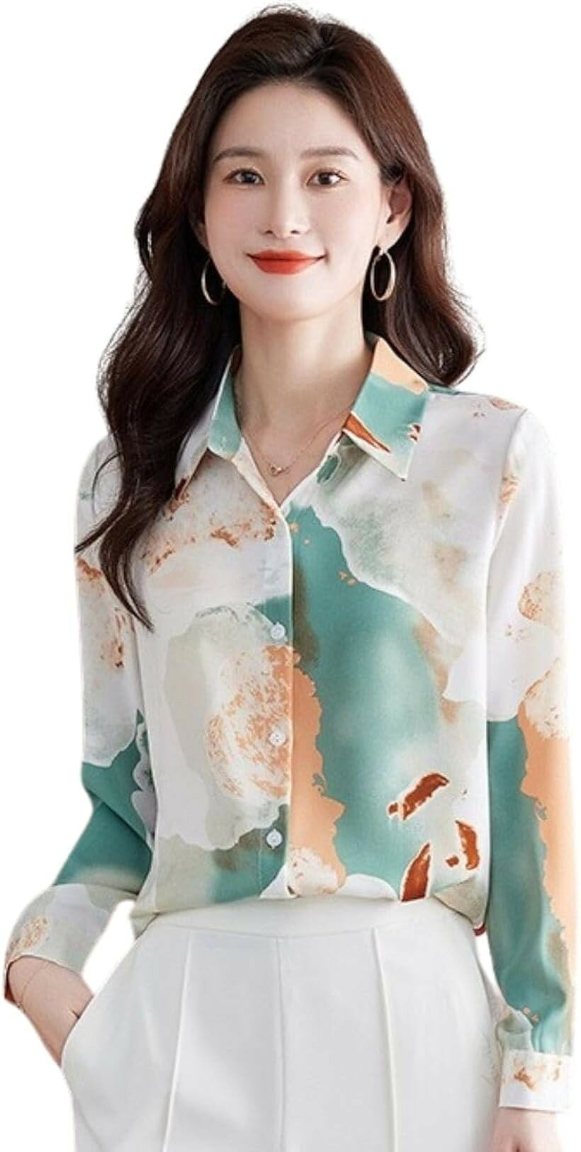 バリエーションコード : 2burkgkhry商品コード2brnu4sivq商品名ブルーベリル シャツ レディース 水彩風プリント とろみ素材 長袖 春秋 上品 ファッション フェミニン シャツブラウス 体型カバー 通勤向けブランドblue...