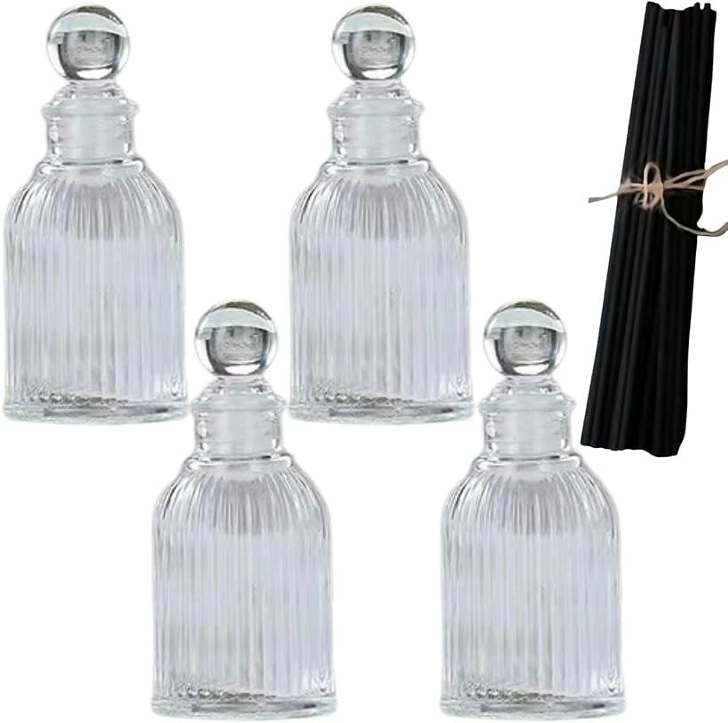 商品コード2buvt3i00v商品名リードディフューザー 容器 50ml ガラス 詰め替え 4個 ブラックリードスティック付き おしゃれ 空ボトル アロマクラフト 蓋つき アロマポットブランド＆.Auraカラークリア「セット内容」ガラス製デ...