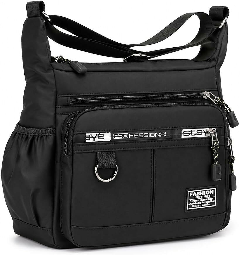 商品コード2bkt2nhhqv商品名ファッションインスティンクト ショルダーバッグ ブラック ナイロン 多ポケット クロスボディ 調節可能ストラップ付きブランドm＆emカラーブラックサイズ等ミディアム多機能収納：複数のジッパーポケットとサイ...