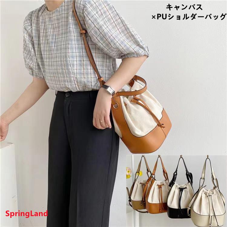 キャンバス生地×PU素材を使用したオトナかわいいハンドバッグ・ショルダーでも使えるので通勤通学にオススメ！キャンバス生地×PU素材を使用したオトナかわいいハンドバッグ・ショルダーでも使えるので通勤通学にオススメ！