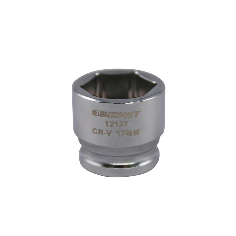 メーカー名：SIGNET(シグネット)品番：12127商品名：3/8DR 3/8"SQ 17mm ショートソケット (6角)●差込角(DR)：3/8●ソケット全長(L：mm)：22●サイズ(S：mm)：17●先端部外径(D1：mm)：24●...
