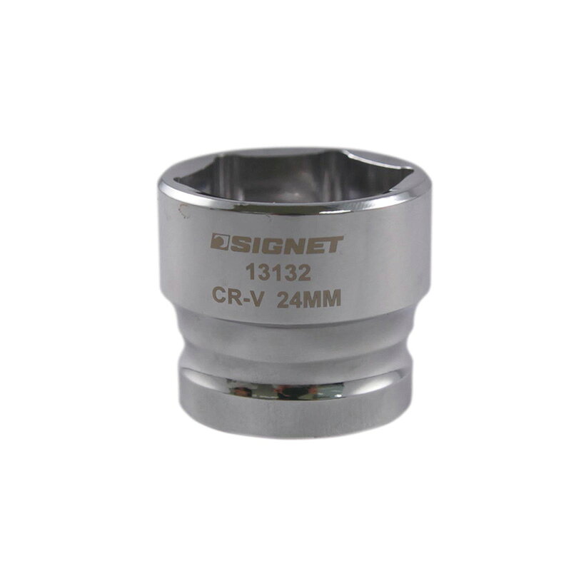 メーカー名：SIGNET(シグネット)品番：13132商品名：1/2DR 2/1"SQ 24mm ショートソケット (6角)●差込角(DR)：1/2●ソケット全長(L：mm)：28●サイズ(S：mm)：24●先端部外径(D1：mm)：32●...