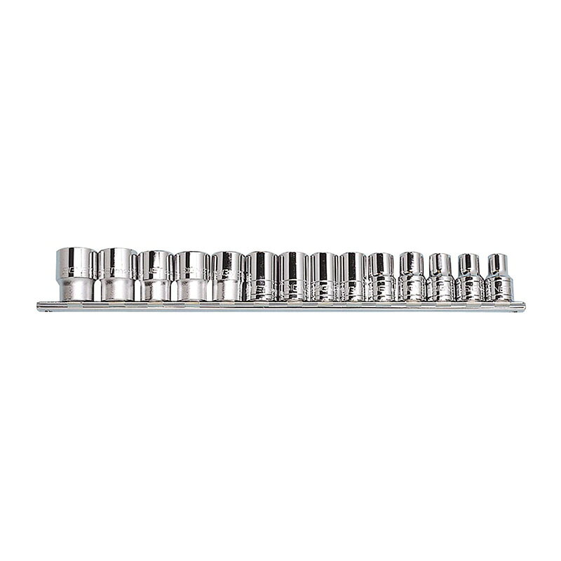 メーカー名：SIGNET(シグネット)品番：13335商品名：1/2DR 2/1"SQ 14PCソケットセット ホルダーツキ(13335V)●差込角(SQ)：1/2●ミラー仕上げのメッキが美しいスタンダードソケットセット。●ボルト・ナットを...