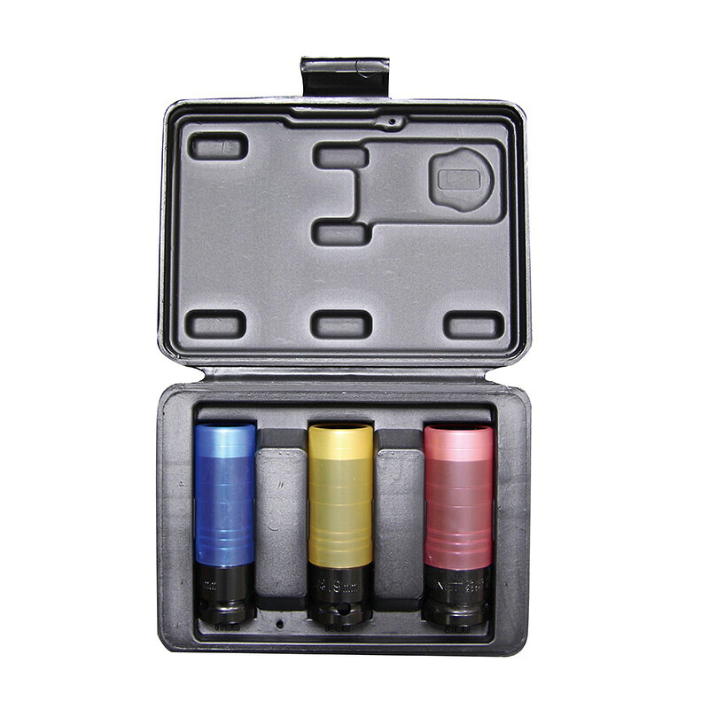 メーカー名：SIGNET(シグネット)品番：23300商品名：1/2DR 1/2"SQ ホイルナット用インパクトソケット3本セット●差込角(DR)：1/2●サイズ(mm)：17・19・21●全長(mm)：85●先端部外径(保護カバー無/有：...
