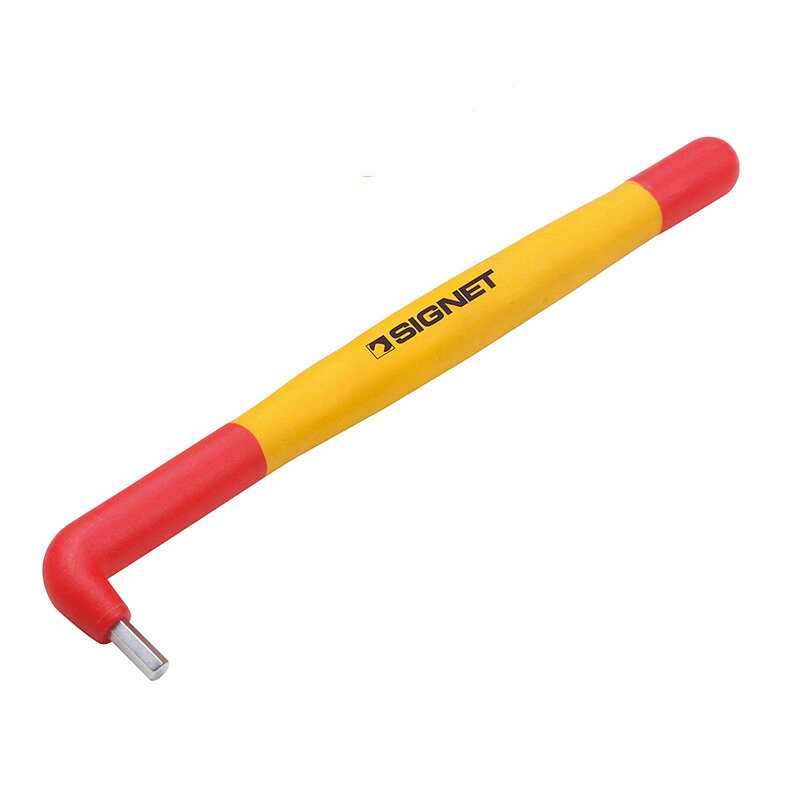 メーカー名：SIGNET(シグネット)品番：E42603商品名：絶縁L型六角棒レンチ 3mm●金属部材質：クロムバナジウム鋼●サイズ(mm)：3●全長(L1×L2：mm)：130×25●グリップはEN60900規格に準じて製造されています。