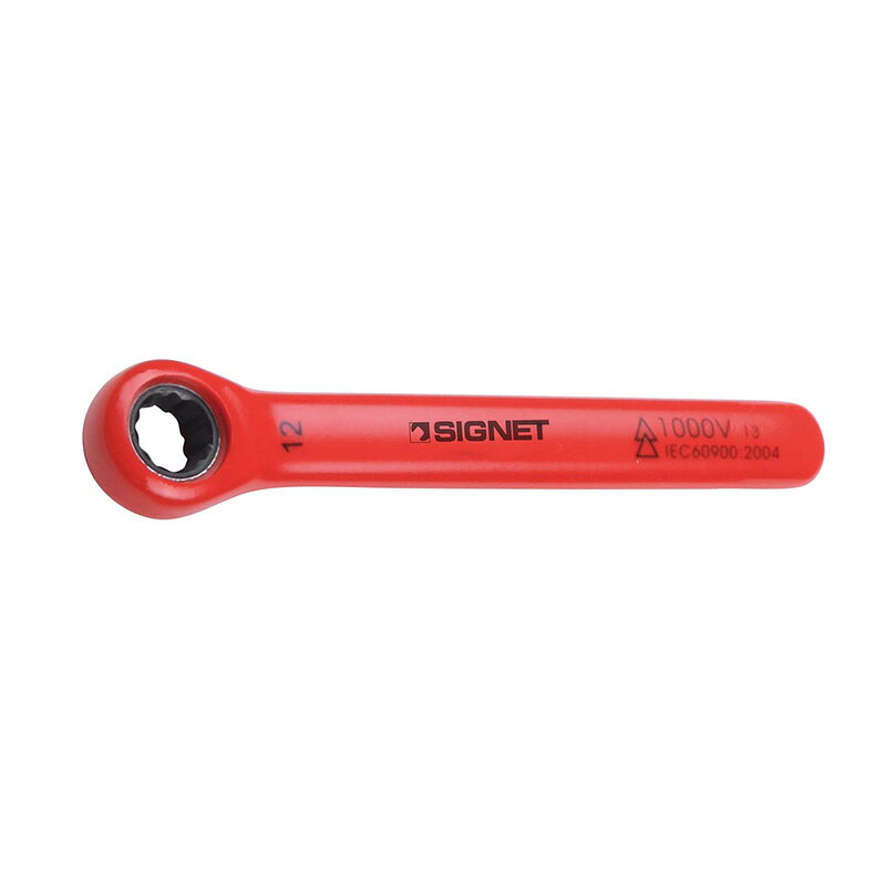メーカー名：SIGNET(シグネット)品番：E42712商品名：絶縁SIGNETレンチ 12mm●金属部材質：クロムバナジウム鋼●サイズ(mm)：12●全長(mm)：160●グリップはEN60900規格に準じて製造されています。●72ギアで...