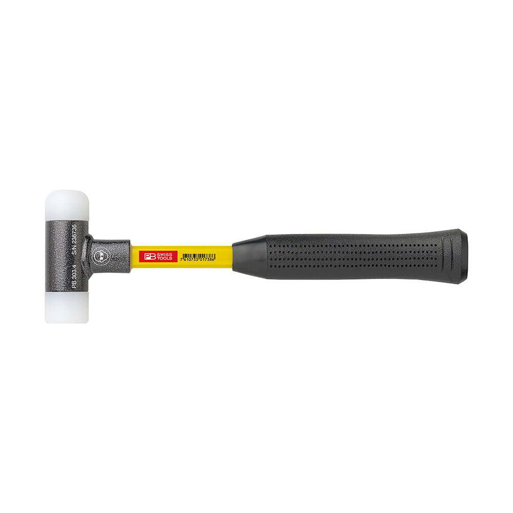 メーカー名：PB SWISS TOOLS(ピービースイスツールズ)品番：303-1商品名：303-1 無反動ナイロンハンマー(グラスファイバー柄)■打撃ヘッド径(φmm)：22■全長(mm)：270■ヘッドの長さ(mm)：75■質量(g)：...