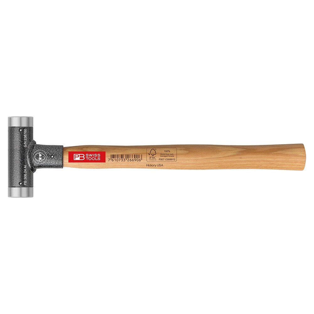 メーカー名：PB SWISS TOOLS(ピービースイスツールズ)品番：306-40AL商品名：306-40AL 無反動アルミハンマー■打撃ヘッド径(φmm)：40■全長(mm)：380■柄とヘッドセンターのジョイントサイズ：6■ヘッドの長...