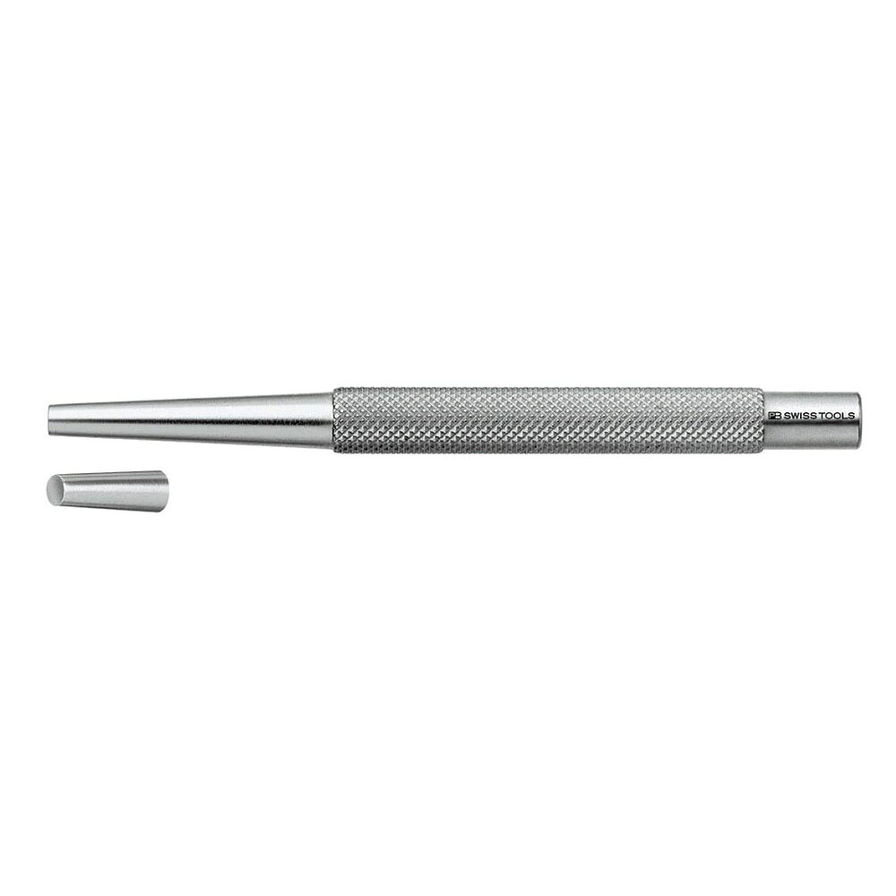 メーカー名：PB SWISS TOOLS(ピービースイスツールズ)品番：720-2商品名：720-2 テーパーピンポンチ 丸胴●先端硬度(°)：HRC58●打撃部硬度(°)：HRC45～48●材質：特殊バネ鋼■胴サイズ(φmm)：6■全長(...