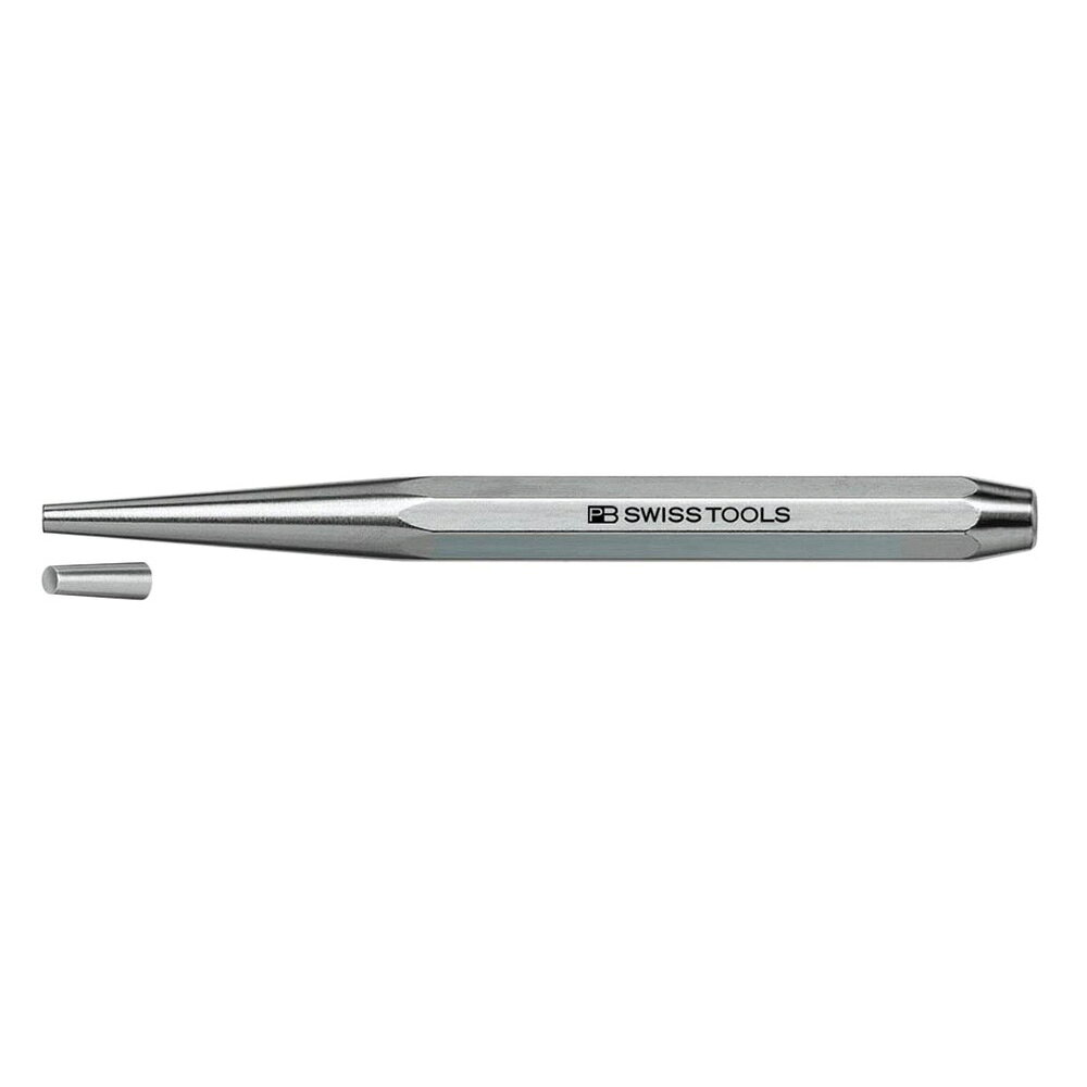メーカー名：PB SWISS TOOLS(ピービースイスツールズ)品番：730-4商品名：730-4 テーパーピンポンチ 八角胴●先端硬度(°)：HRC58●打撃部硬度(°)：HRC45～48●材質：特殊バネ鋼■サイズ(mm)：4■胴サイズ...