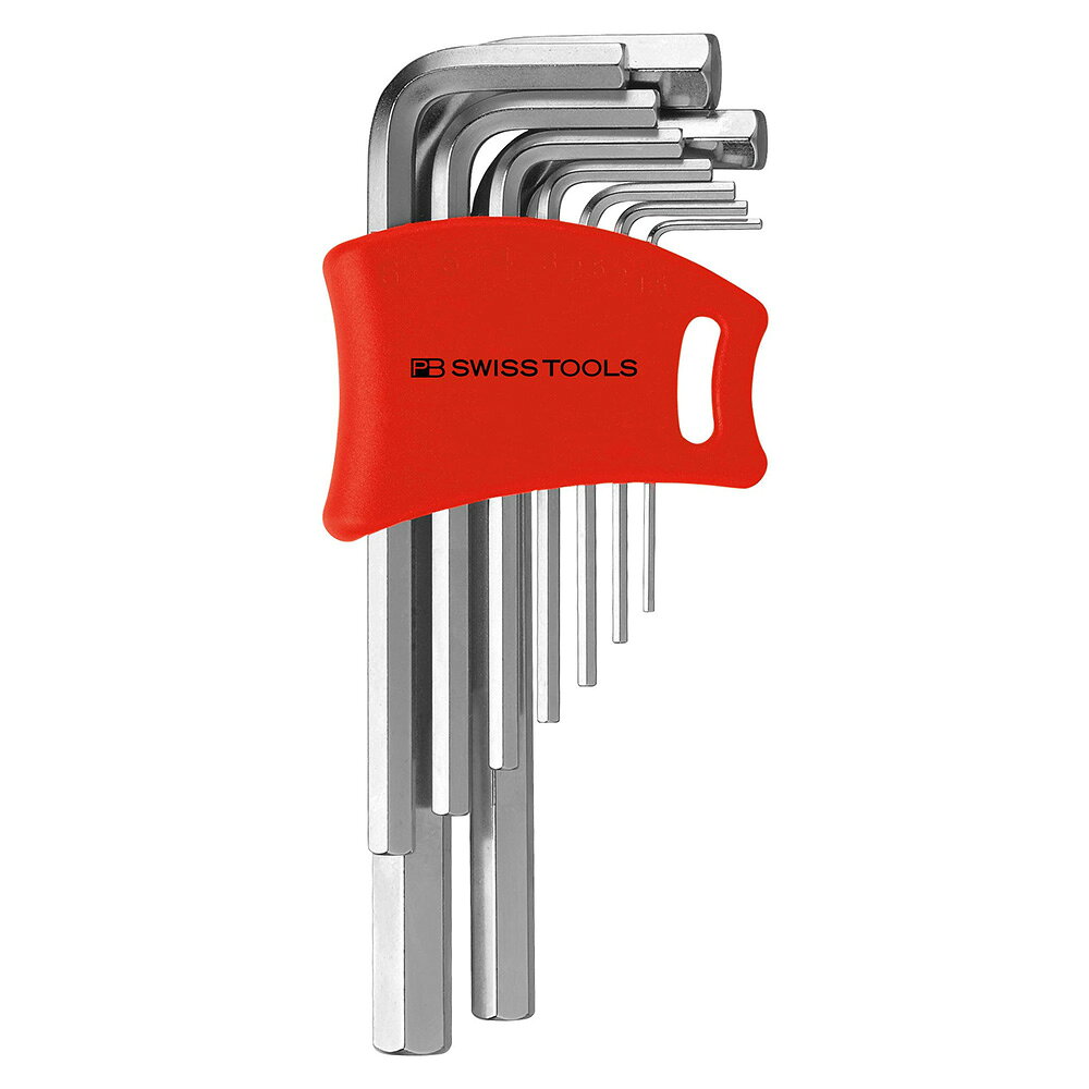 メーカー名：PB SWISS TOOLS(ピービースイスツールズ)品番：210DH-10商品名：210DH-10 ホルダー付六角棒レンチセット(パックナシ)■質量(g)：267●ニッケルクロームメッキタイプです。●横幅のコンパクトなホルダー...
