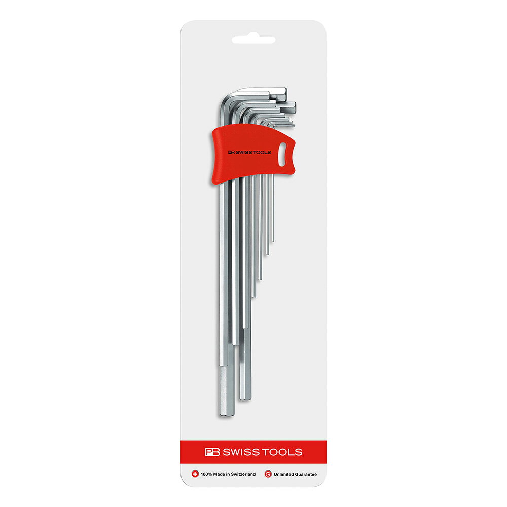メーカー名：PB SWISS TOOLS(ピービースイスツールズ)品番：211DH-10CN商品名：211DH-10CN ホルダー付六角棒レンチセット ロング■質量(g)：450●横幅のコンパクトなホルダー付ロング六角棒レンチセット。●ニッ...