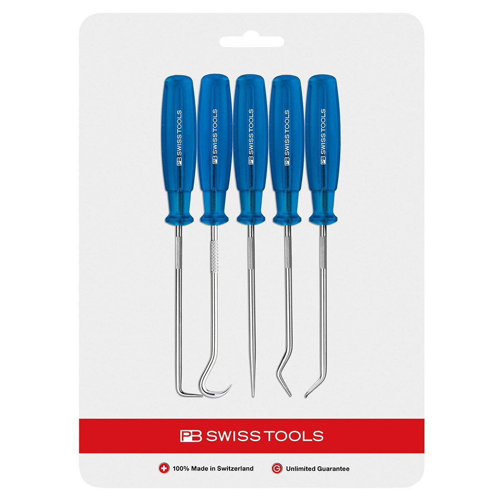 メーカー名：PB SWISS TOOLS(ピービースイスツールズ)品番：7684CN商品名：7684CN ピックツール5本セット■質量(g)：105●軸根元にローレット加工を施しています。●先端が他社に比べて丸みを帯びており、対象物に傷がつ...